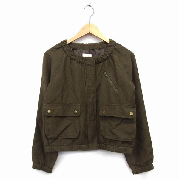 レイビームス Ray Beams ノーカラー ジャケット ショート丈 ウール混 麻混 無地 カーキ /HT18 レディース【ブランド】レイビームス Ray Beams【表記サイズ】表記なし実寸サイズをご確認ください。【実寸サイズ】身幅：約5...