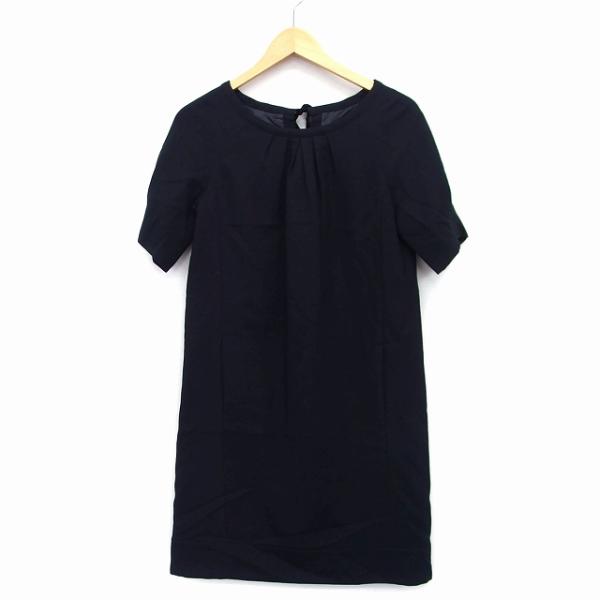 ラピスルーチェパービームス LAPIS LUCE PER BEAMS ワンピース ロング 五分袖 丸首 毛 無地 ベロア リボン タック 38 黒 /HT15 レディース【ブランド】ラピスルーチェパービームス LAPIS LUCE PER ...