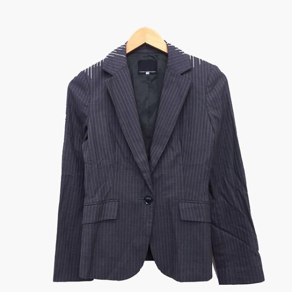 クリアインプレッション CLEAR IMPRESSION テーラード ジャケット シングル ストライプ 柄 肩パット スリット 3 グレー /HT25 レディース【ブランド】クリアインプレッション CLEAR IMPRESSION【表記サイ...