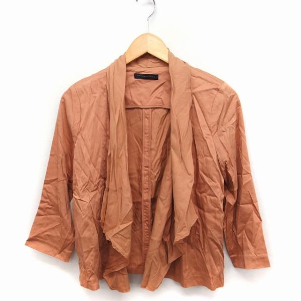 クルーンアソング CROON A SONG オープンジャケット アウター 七分袖 無地 M オレンジ /FT35 レディース【表記サイズ】M【実寸サイズ】肩幅：約36cm　身幅：約48cm　袖丈：約47cm　着丈：約54cm　　【素材】テン...