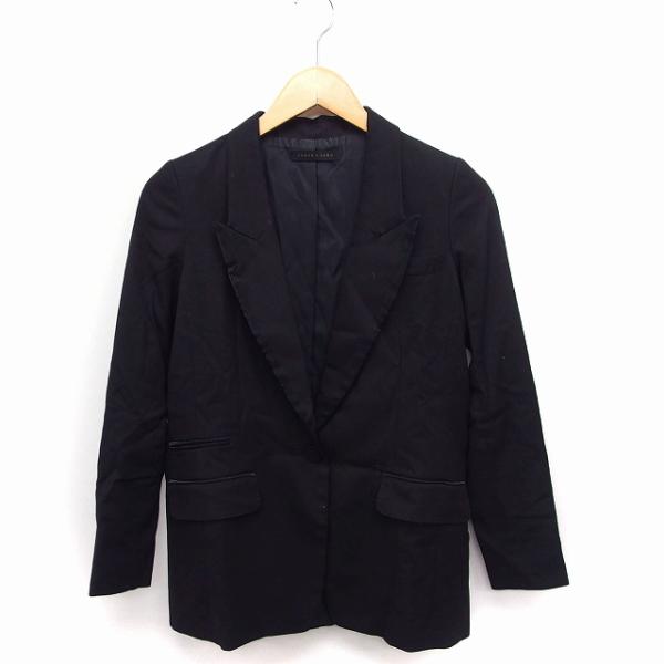 クルーンアソング CROON A SONG テーラード ジャケット アウター シングル 36 ブラック 黒 /FT8 レディース【表記サイズ】36【実寸サイズ】肩幅：約36cm　身幅：約48cm　袖丈：約58cm　着丈：約66cm　　【素材...