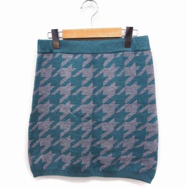 カリアング KariAng ニット 台形スカート ミニ 千鳥柄 F グレー 灰 グリーン 緑 /FT30 レディース【ブランド】カリアング KariAng【表記サイズ】F【実寸サイズ】ウエスト：約66cm　ヒップ：約82cm　スカート丈：約...