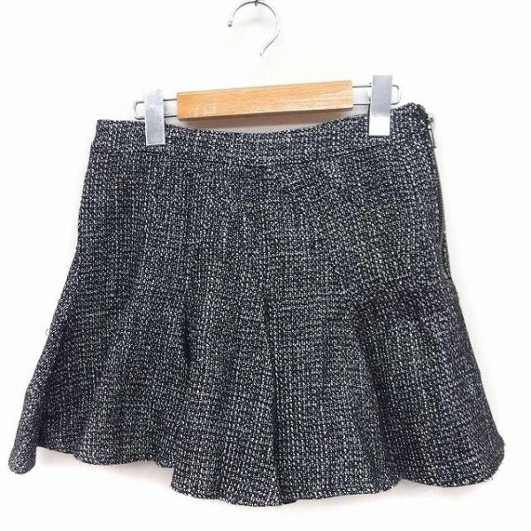 ビーシービージェネレーション BCBGeneration フレア スカート ミニ ツイード 2 ブラック 黒 /FT8 レディース【表記サイズ】2【実寸サイズ】ウエスト：約66cm　ヒップ：約88cm　スカート丈：約38cm　　【素材】表地...