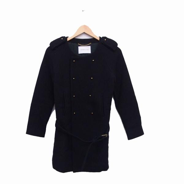 アンソール ENSOR CIVET コート アウター ノーカラー ミドル丈 ウール 36 ブラック 黒 /KT3 レディース【ブランド】アンソール ENSOR CIVET【表記サイズ】36【実寸サイズ】身幅：約46cm　着丈：約77cm　ゆ...