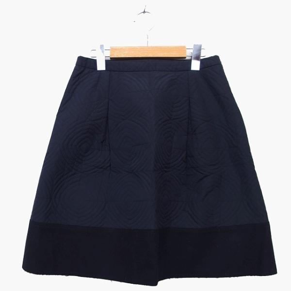 ヒコルヒラー hicole hiller 台形 スカート 中綿 膝丈 切替 柄 ステッチ タック 2 ダークグレー 灰 ブラック 黒 /HT24 レディース【ブランド】ヒコルヒラー hicole hiller【表記サイズ】2【実寸サイズ】ウ...