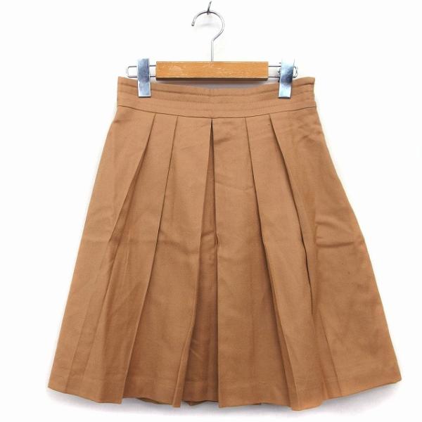 ネットディマミーナ NETTO di MAMMINA プリーツ スカート 膝丈 無地 シンプル ウール 毛 36 ライトブラウン 茶 /HT15 レディース【表記サイズ】36【実寸サイズ】ウエスト：約65cm　ヒップ：約82cm　スカート丈...