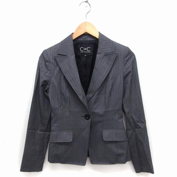 クードシャンス CdeC COUP DE CHANCE テーラードジャケット アウター ストライプ シングル シルク混 ウール 36 グレー /FT30 レディース【ブランド】クードシャンス CdeC COUP DE CHANCE【表記サイ...