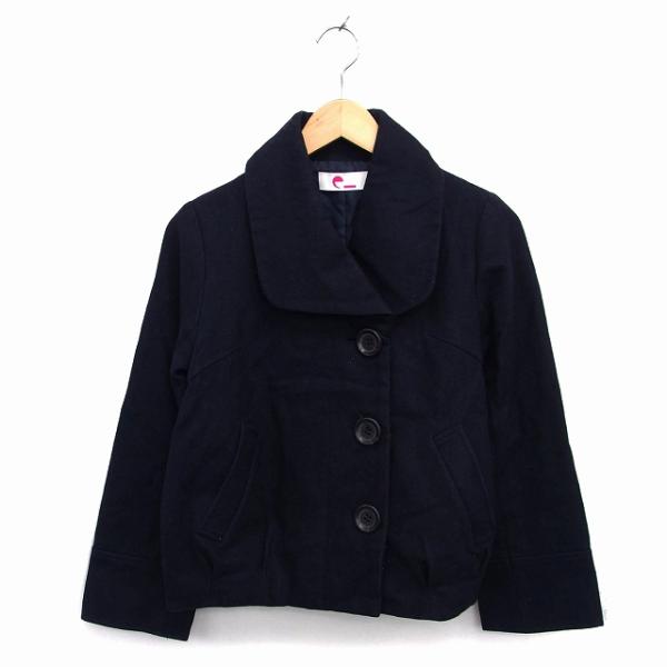 イーハイフンワールドギャラリー E HYPHEN WORLD GALLERY ジャケット アウター ビッグカラー ウール混 ギャザー 無地 黒 【ブランド】イーハイフンワールドギャラリー E HYPHEN WORLD GALLERY【表記サ...