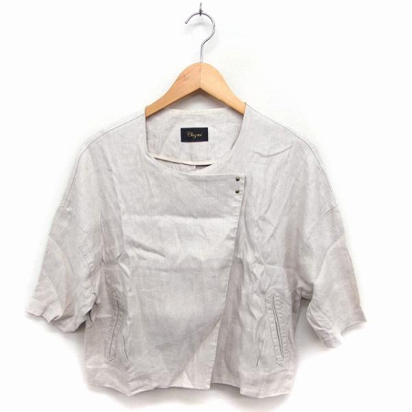 シェトワ Chez toi ノーカラー ジャケット アウター 七分袖 麻混 F オフホワイト 白 /FT3 レディース【ブランド】シェトワ Chez toi【表記サイズ】F【実寸サイズ】肩幅：約63cm　身幅：約56cm　袖丈：約22cm　...
