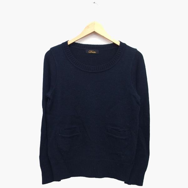 ドリッテ DRitte セーター ニット 長袖 丸首 肘あて 切替リブ ウール混 F ダークグレー 灰 /HT17 レディース【ブランド】ドリッテ DRitte【表記サイズ】F【実寸サイズ】肩幅：約35cm　身幅：約46cm　袖丈：約59c...