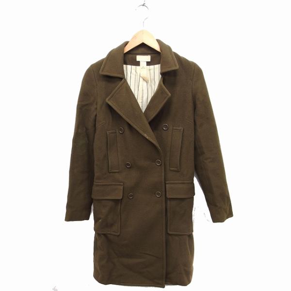 SHIMAMURA チェスターコート アウター ロング ダブルボタン 無地 36 カーキ /FT33 レディース【表記サイズ】36【実寸サイズ】肩幅：約36cm　身幅：約44cm　袖丈：約62cm　着丈：約92cm　　【素材】綿100％【色...