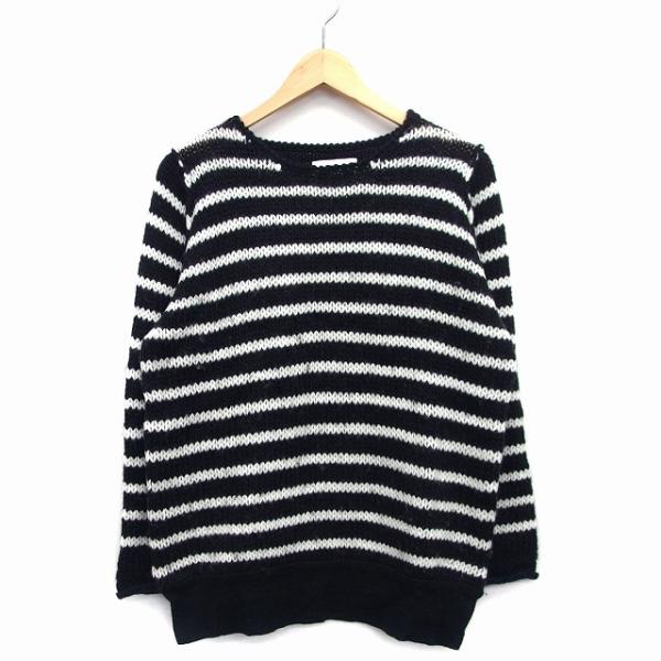 ロストデッサウ lost dessau セーター ニット チュニック ボーダー 柄 長袖 丸首 切替リブ ウール混 F ブラック 黒 /HT8 レディース【ブランド】ロストデッサウ lost dessau【表記サイズ】F【実寸サイズ】肩幅：...
