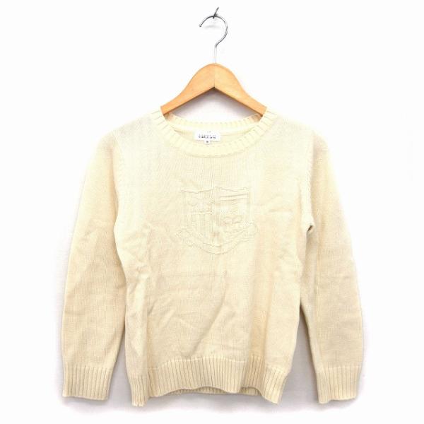エレメントオブシンプルライフ element of SIMPLE LIFE ニット セーター クルーネック リブ ウール混 長袖 Ｍ クリーム /NT22 レディース【表記サイズ】M【実寸サイズ】肩幅：約35cm　身幅：約46cm　袖丈：約...