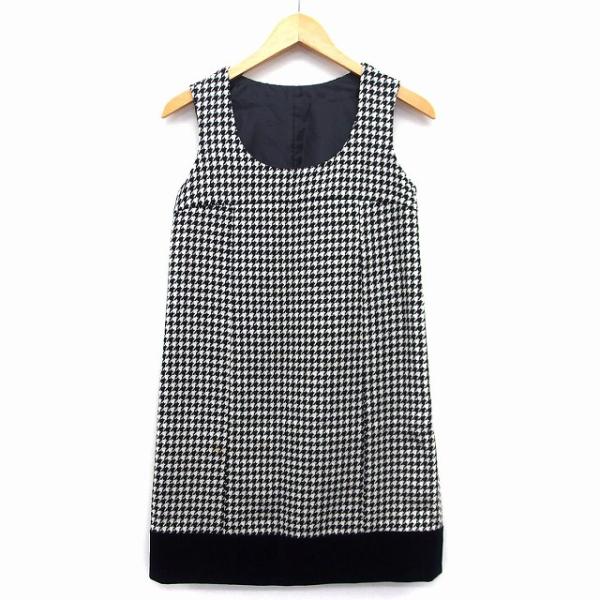 シェロー chereaux ジャンパースカート ワンピース 膝丈 千鳥格子 柄 丸首 切替 ベロア ウール混 38 ブラック 黒 /HT25 レディース【ブランド】シェロー chereaux【表記サイズ】38【実寸サイズ】身幅：約42cm　...