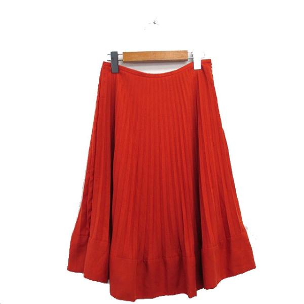 アンケート en quete スカート プリーツ  膝丈 シンプル 7 オレンジ 橙色 /KT30 レディース【ブランド】アンケート en quete【表記サイズ】7【実寸サイズ】ウエスト：約60cm　ヒップ：約104cm　スカート丈：約5...