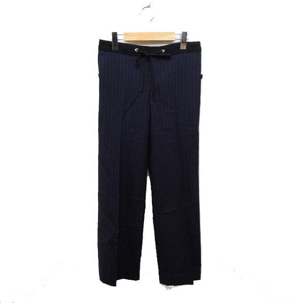 ペルルペッシュ Perle P?che スラックス センタープレス パンツ ストライプ柄 ウール 36 ネイビー 紺 /FT15 レディース【表記サイズ】36【実寸サイズ】ウエスト：約72cm　もも幅：約25cm　裾幅：約25cm　股上：約...