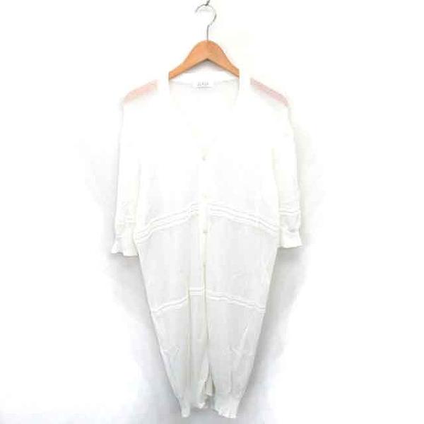 デュレル DURER カーディガン ニット ロング 透け感 薄手 五分袖 F アイボリー /TT5 レディース【表記サイズ】F(実寸サイズをご確認ください。）【実寸サイズ】肩幅：約44cm　身幅：約52cm　袖丈：約32cm　着丈：約100...