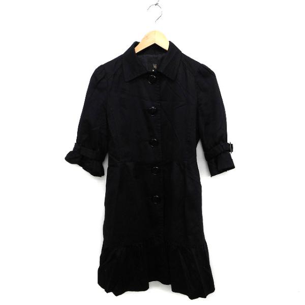 ヴィニー Vigny ステンカラー コート アウター ミドル スプリング ベルト 五分袖 36 黒 ブラック /NT20 レディース【ブランド】ヴィニー Vigny【表記サイズ】36【実寸サイズ】肩幅：約34cm　身幅：約42cm　袖丈：約...