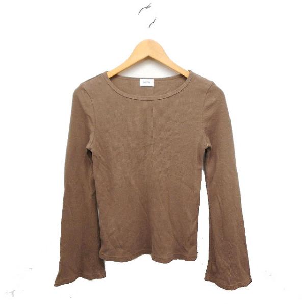 シェルター Sheltter リブ ニット カットソー Tシャツ 丸首 長袖 フレア袖 無地 コットン 綿 ブラウン 茶 /FT30 レディース【ブランド】シェルター Sheltter【表記サイズ】FREE【実寸サイズ】肩幅：約34cm　身...