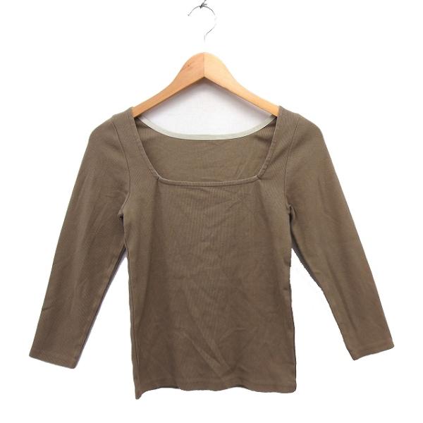 ロペ ROPE スクエアネック カットソー 七分袖 無地 コットン 綿 38 オリーブ /FT35 レディース【ブランド】ロペ ROPE【表記サイズ】38【実寸サイズ】肩幅：約30cm　身幅：約36cm　袖丈：約49cm　着丈：約54cm　...