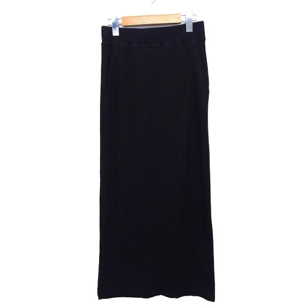 アルマデザイン Alma Design Iライン スカート ロング アンクル丈 リブ シンプル 綿混 M ブラック 黒 /HT16 レディース【表記サイズ】M【実寸サイズ】ウエスト：約62-84cm　ヒップ：約82cm　スカート丈：約88c...