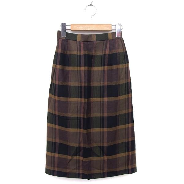 コレット KORET ナロー スカート ロング リネン混 スリット チェック 茶 ブラウン /NT15 レディース【表記サイズ】表記なし実寸サイズをご確認ください【実寸サイズ】ウエスト：約58-65cm　ヒップ：約84cm　スカート丈：約6...
