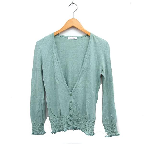 ミミック mi.mi.Que Vネック カーディガン シャーリング 無地 1 グリーン 緑 /FT24 レディース【表記サイズ】1【実寸サイズ】肩幅：約38cm　身幅：約40cm　袖丈：約58cm　着丈：約58cm　　【素材】綿55％指定外...