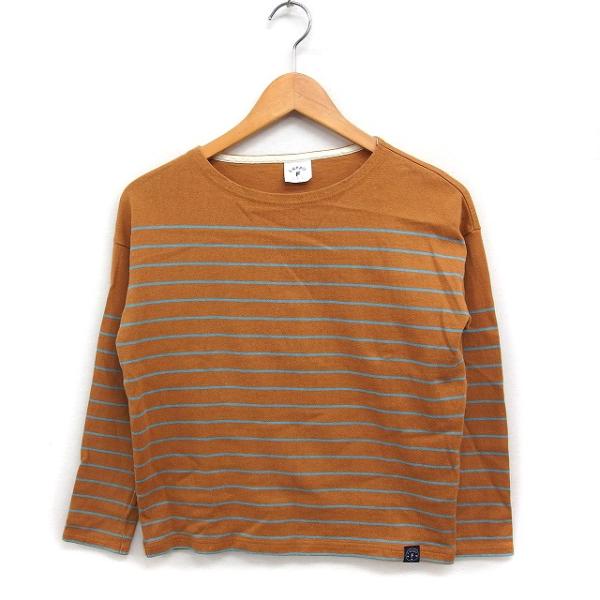 フレディレピ FREDY REPIT ボーダー Tシャツ カットソー 七分袖 丸首 コットン 綿 36 キャメル 茶 /FT26 レディース【表記サイズ】36【実寸サイズ】肩幅：約50cm　身幅：約48cm　袖丈：約42cm　着丈：約52c...