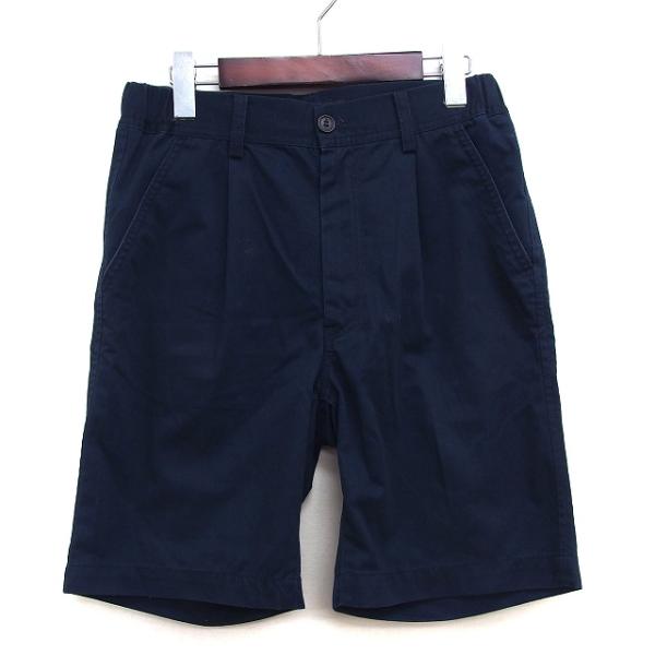 レイジブルー RAGEBLUE ショート パンツ シンプル タック 綿混 S ネイビー 紺 /HT11 メンズ【ブランド】レイジブルー RAGEBLUE【表記サイズ】S【実寸サイズ】ウエスト：約72-80cm　もも幅：約27cm　裾幅：約2...