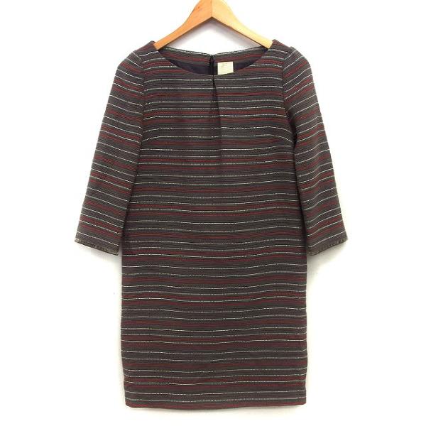 マトリーチェ バイ ヴォイスメール matrice by VOICEMAIL ワンピース Aライン ミニ 膝上 ボーダー 柄 七分袖 丸首 36 茶 /HT26 レディース【ブランド】マトリーチェ バイ ヴォイスメール matrice by...