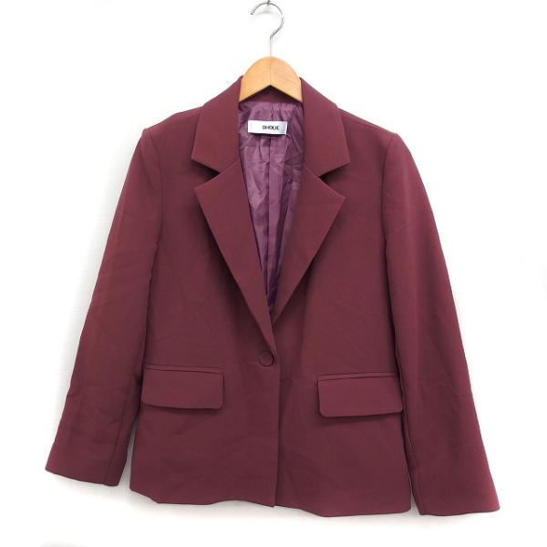 ディーホリック DHOLIC テーラードジャケット シングル 無地 ピンクブラウン /FT44 レディース【表記サイズ】記載なし実寸サイズをご確認ください。【実寸サイズ】肩幅：約38cm　身幅：約48cm　袖丈：約60cm　着丈：約64cm...