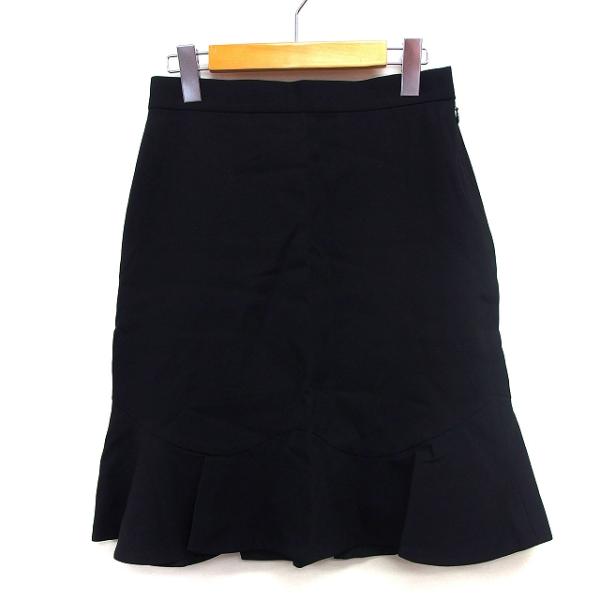 フォッシィ FOSSI マーメイドスカート フレア 膝丈 無地 シンプル タック ウール 毛 40 ブラック 黒 /HT4 レディース【表記サイズ】40【実寸サイズ】ウエスト：約67cm　ヒップ：約94cm　スカート丈：約54cm　　【素材...