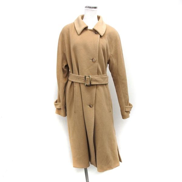 BREZZA BLU ステンカラー コート ロング スリット アンゴラ混 ウール混 シングル ベルト 38 キャメル /NT32 レディース【表記サイズ】38【実寸サイズ】身幅：約54.5cm　着丈：約104.5cm　ゆき丈：約81cm　　...