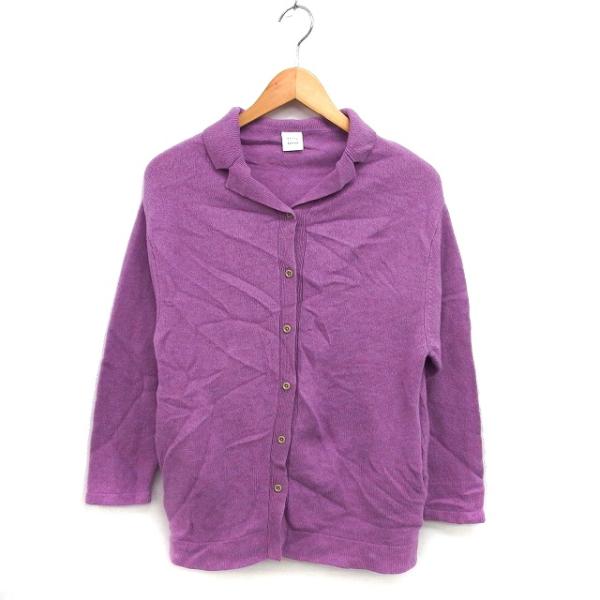 ビュルデサボン bulle de savon カーディガン ニット ウール オープンカラー リブ ドロップショルダー 長袖 F 紫 パープル /NT5 レディース【ブランド】ビュルデサボン bulle de savon【表記サイズ】F【実寸...