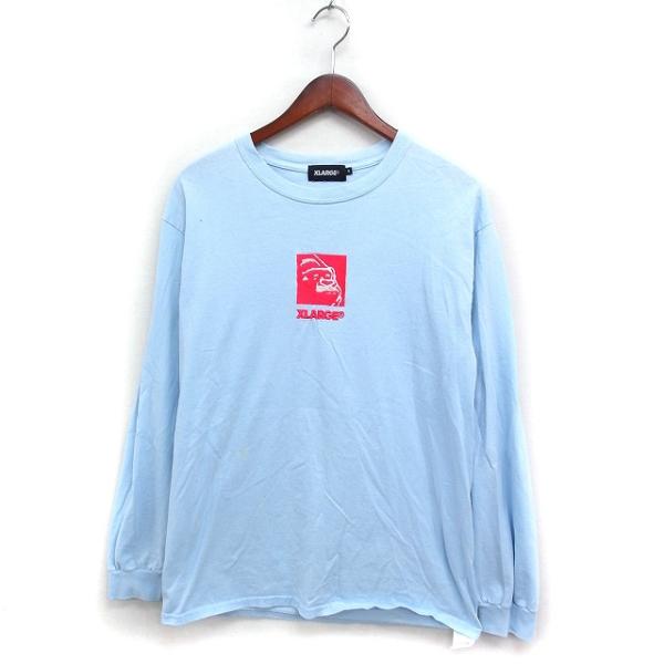 エクストララージ X-LARGE ロゴ刺繍 ロングスリーブ Tシャツ 丸首 コットン 綿 M ライトブルー /FT24 メンズ【ブランド】エクストララージ X-LARGE【表記サイズ】M【実寸サイズ】肩幅：約48cm　身幅：約46cm　袖丈...