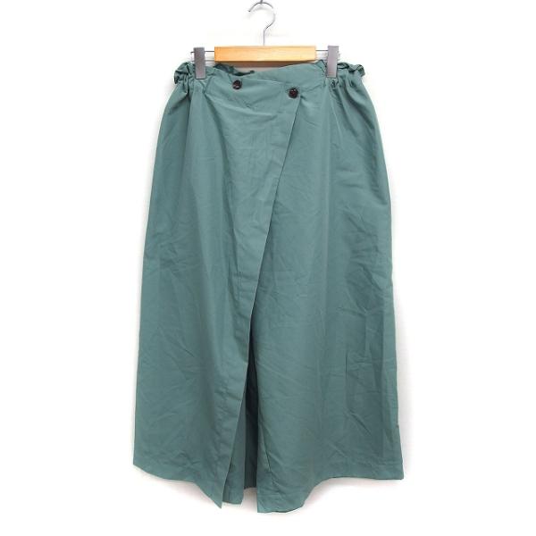 オンセブンデイズ ON SEVEN DAYS フロントクロス ワイドパンツ 無地 シンプル 綿混 グリーン 緑 /FT43 レディース【表記サイズ】実寸サイズをご確認ください。【実寸サイズ】ウエスト：約72-84cm　もも幅：約40cm　裾...