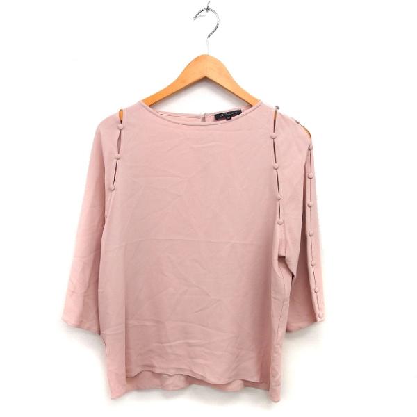 アントネッリ ANTONELLI ブラウス ボートネック シルク混 透け感 七分袖 無地 42 コーラルピンク /NT35 レディース【表記サイズ】42I:42F:38D:36GB:10【実寸サイズ】身幅：約51cm　着丈：約58.5cm　...