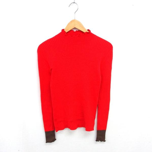 アリュメール Allumer ニット セーター ハイネック リブニット 長袖 1 オレンジ /TT レディース【表記サイズ】1【実寸サイズ】肩幅：約38cm　身幅：約37cm　着丈：約56cm　袖丈：約60cm　　【素材】レーヨン49％、綿...