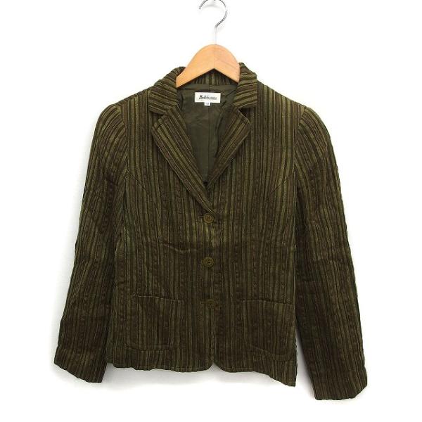 ベルボニータ Bellebonita テーラードジャケット シングル ストライプ 7 グリーン系 /FT36 レディース【表記サイズ】7AR【実寸サイズ】肩幅：約36cm　身幅：約44cm　袖丈：約56cm　着丈：約52cm　　【素材】表地...
