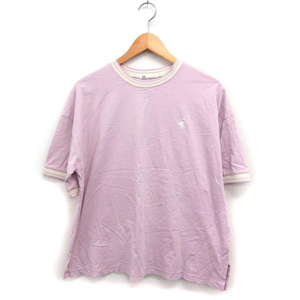 クラシカルエルフ CLASSICAL ELF × java 半袖 Tシャツ カットソー 丸首 ワンポイント刺繍 コットン 綿 M くすみピンク /FT7 レディース【表記サイズ】M【実寸サイズ】肩幅：約58cm　身幅：約60cm　袖丈：約1...