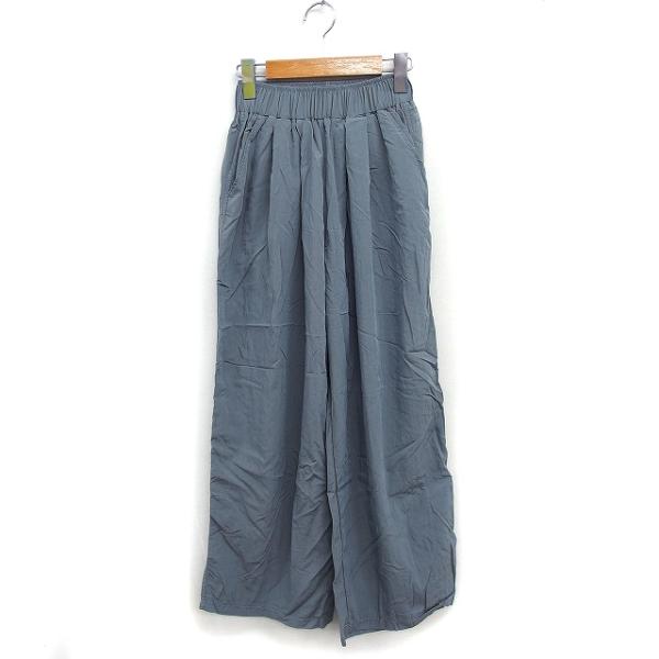 カリス KHARIS イージー ワイド パンツ フルレングス 無地 M グレー 灰 /FT30 レディース【表記サイズ】M【実寸サイズ】ウエスト：約52-68cm　もも幅：約35cm　裾幅：約25cm　股上：約32cm　股下：約62cm　　...