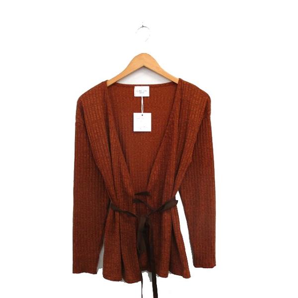 未使用品 カベサロッソ CAVEZA ROSSO タグ付き ニット カーディガン リボン シンプル F ブラウン 茶 /KT2 レディース【表記サイズ】F【実寸サイズ】肩幅：約47cm　身幅：約45cm　着丈：約62cm　袖丈：約49cm　...