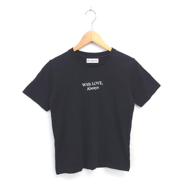 ミロアミュレット Miro amurette Tシャツ カットソー 丸首 英字 ラメ 半袖 黒 ブラック /TT レディース【表記サイズ】サイズ表記なし(実寸サイズをご確認ください)【実寸サイズ】肩幅：約37cm　身幅：約44cm　着丈：約...