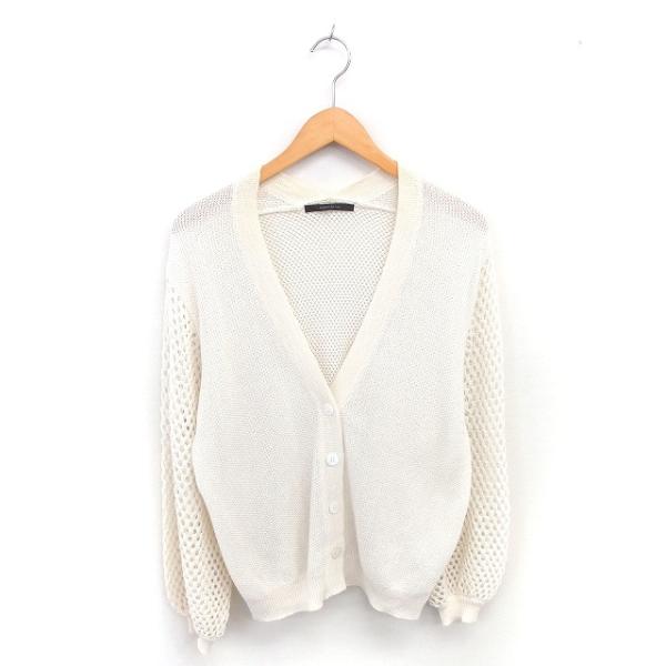 tomber du ciel カーディガン ニット 透け編み 薄手 長袖 アイボリー /TT レディース【表記サイズ】サイズ表記なし(実寸サイズをご確認ください)【実寸サイズ】肩幅：約45cm　身幅：約57cm　袖丈：約56cm　着丈：約6...