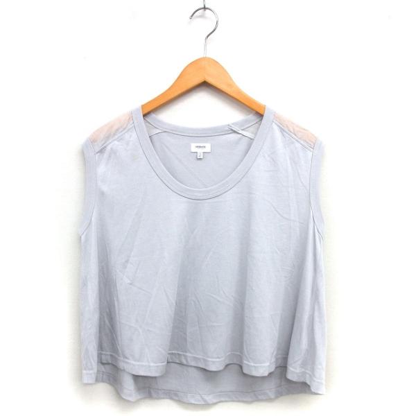 ハイデンヨー HYDEN YOO ノースリーブ カットソー シルク混 Uネック 透け感 XS ライトグレー /NT29 レディース【表記サイズ】XS【実寸サイズ】身幅：約54cm　着丈：約53cm　前着丈約48cm　【素材】本体：ポリエステ...