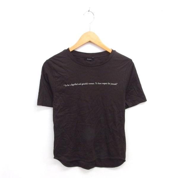 ?nuans アニュアンス カットソー Tシャツ ボートネック 英字 半袖 F 茶 ブラウン /TT レディース【表記サイズ】F(実寸サイズをご確認ください。）【実寸サイズ】肩幅：約37cm　身幅：約41cm　着丈：約60cm　袖丈：約22...