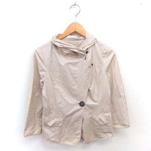 コーザノストラ COSA-NOSTRA スタンドカラー ブラウス ジャケット ストライプ 薄手 光沢 40 ベージュ 薄茶 /TT10 レディース【ブランド】コーザノストラ COSA-NOSTRA【表記サイズ】40【実寸サイズ】肩幅：約36...