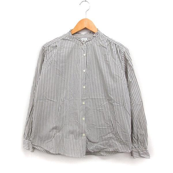 パーリッシィ PAR ICI ストライプ シャツ ブラウス フリルネック 長袖 コットン 綿 F ベージュ /FT32 レディース【ブランド】パーリッシィ PAR ICI【表記サイズ】F【実寸サイズ】肩幅：約40cm　身幅：約56cm　袖丈...