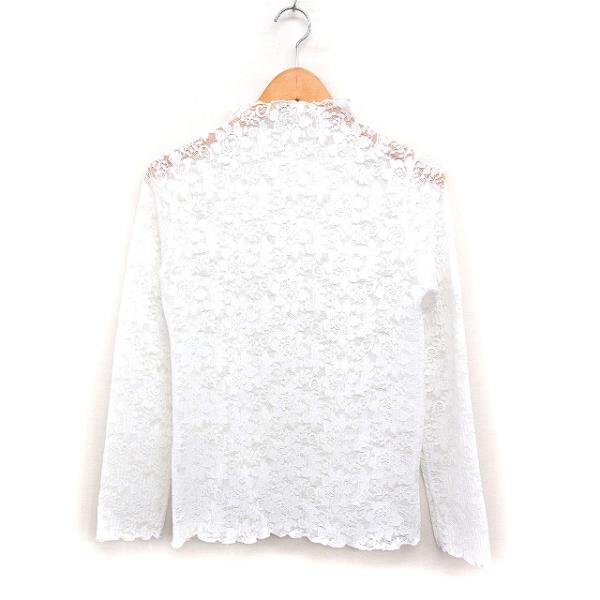 アビュシー Abuc レース ブラウス 長袖 ハイネック ホワイト 白 /FT35 レディース【表記サイズ】実寸サイズをご確認ください。【実寸サイズ】肩幅：約34cm　身幅：約43cm　袖丈：約62cm　着丈：約58cm　　【素材】ポリエス...