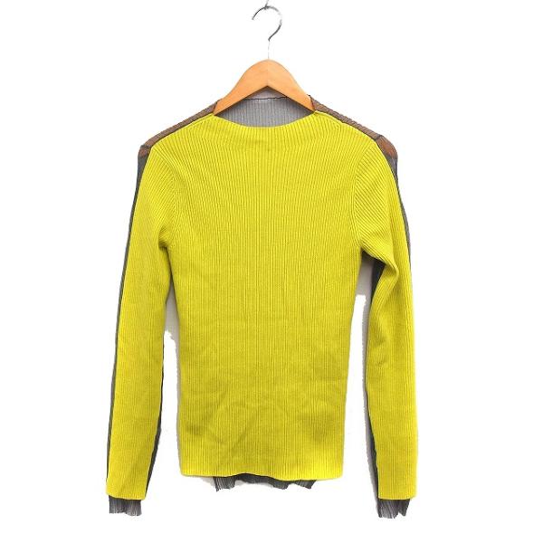 セレナヘリオス SELENAHELIOS 前後切替 リブ ニット セーター 長袖 ボトルネック F イエロー 黄 /FT39 レディース【表記サイズ】F【実寸サイズ】肩幅：約34cm　身幅：約40cm　袖丈：約67cm　着丈：約61-65c...